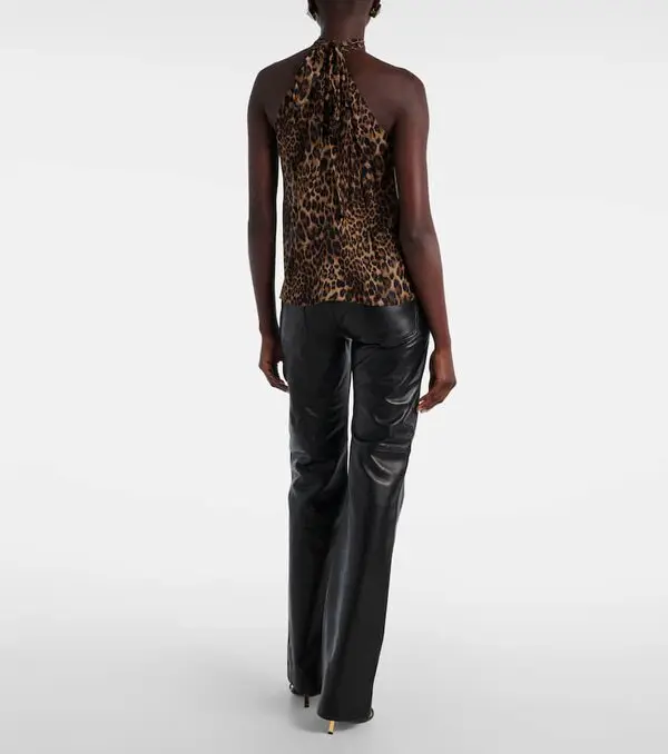 NILI LOTAN Alla Tie-neck Leopard-print Silk Top - Multicoloured