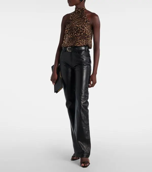 NILI LOTAN Alla Tie-neck Leopard-print Silk Top - Multicoloured