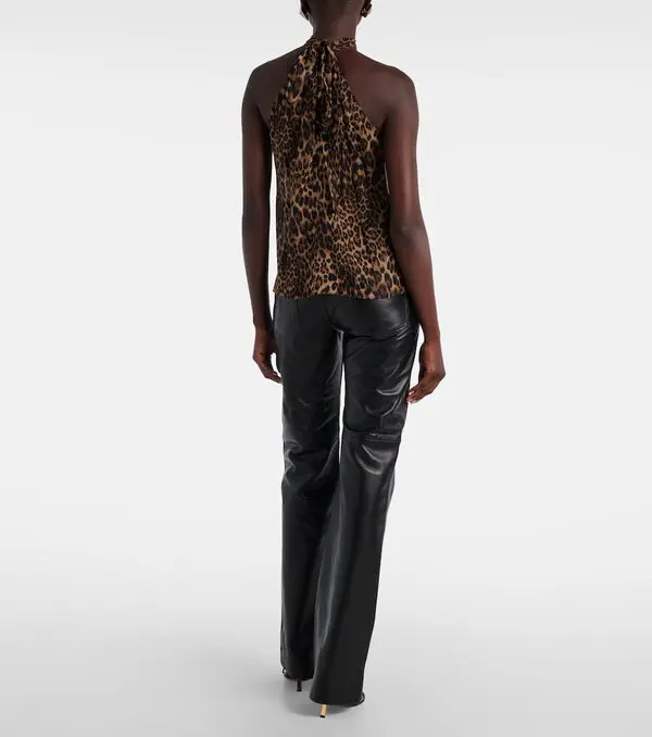 NILI LOTAN Alla Tie-neck Leopard-print Silk Top - Multicoloured