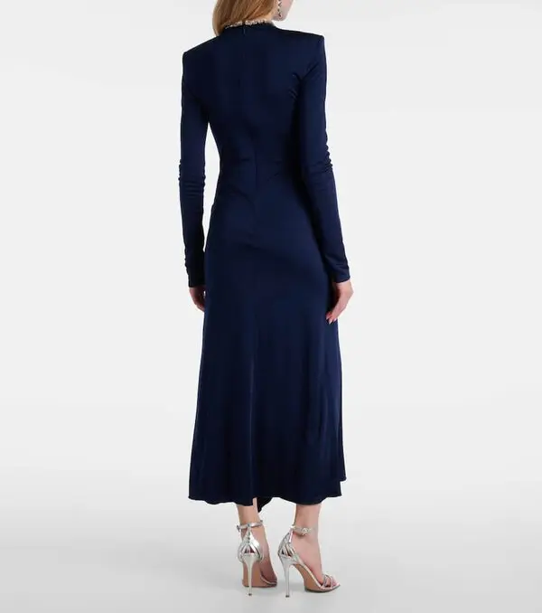 David Koma Crystal-embellished Gathered Midi Dress