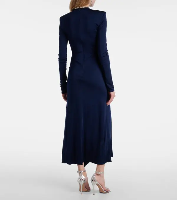 David Koma Crystal-embellished Gathered Midi Dress