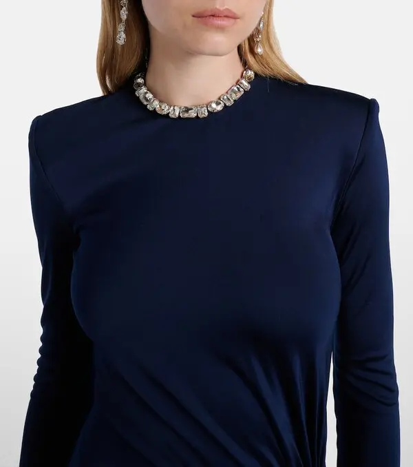 David Koma Crystal-embellished Gathered Midi Dress
