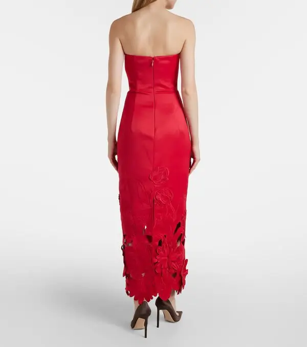 Leo Lin Rayna Floral-Appliqu Maxi Dress - Red - 60% Off | Editorialist