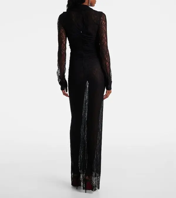 Christopher Esber Venus Sheer Lace Gown - Black