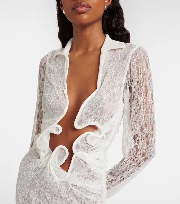 Christopher Esber Venus Sheer Lace Gown - White