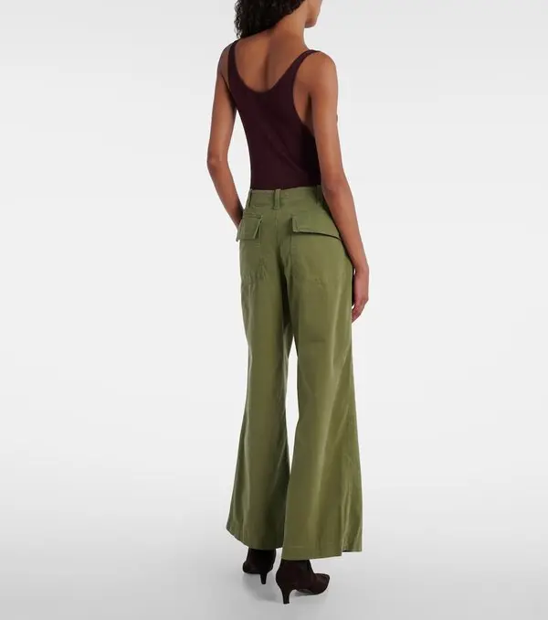 NILI LOTAN Leon Mid-rise Wide-leg Twill Pants - Green