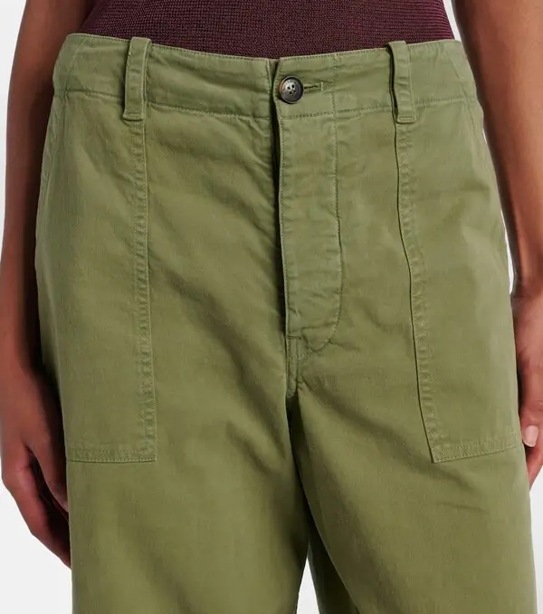 NILI LOTAN Leon Mid-rise Wide-leg Twill Pants - Green