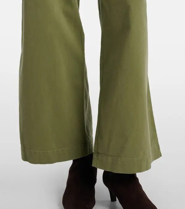 NILI LOTAN Leon Mid-rise Wide-leg Twill Pants - Green