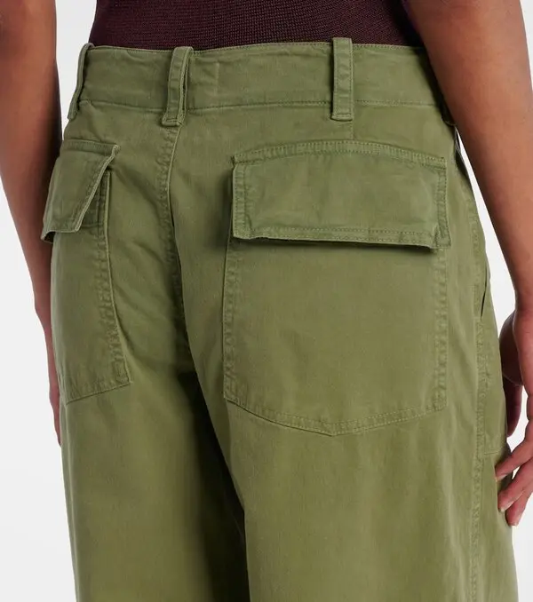 NILI LOTAN Leon Mid-rise Wide-leg Twill Pants - Green