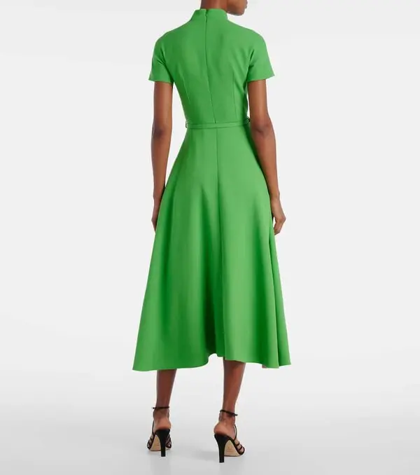 EMILIA WICKSTEAD Camilla Belted Wool Midi Dress - Green
