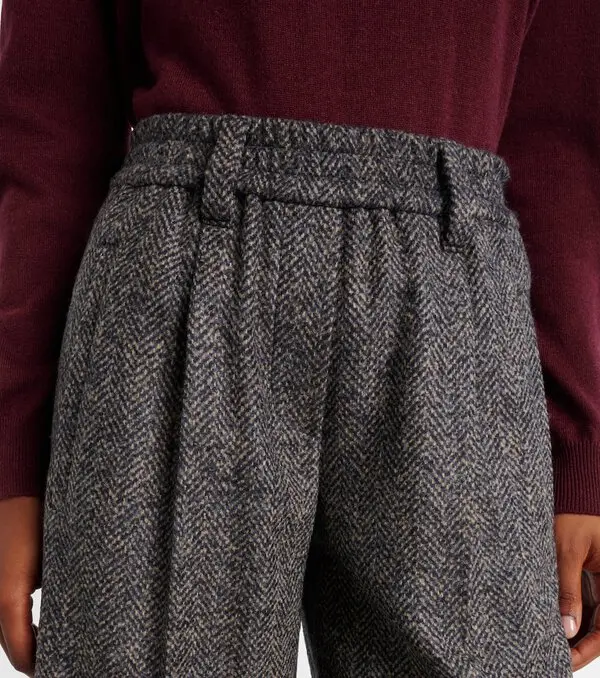 Brunello Cucinelli Herringbone Wool-blend Shorts