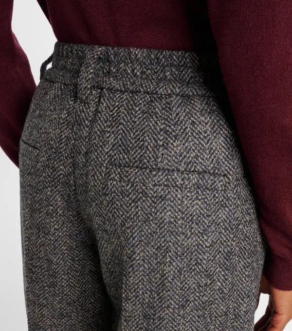 Brunello Cucinelli Herringbone Wool-blend Shorts
