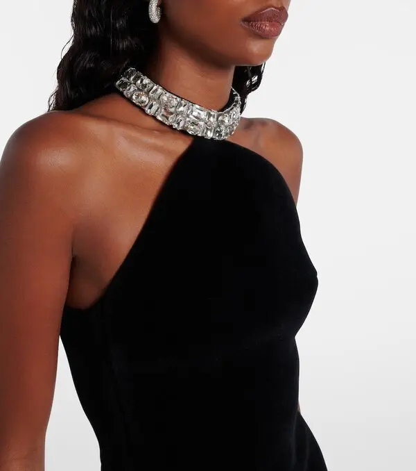 David Koma Crystal-embellished Halterneck Mini Dress