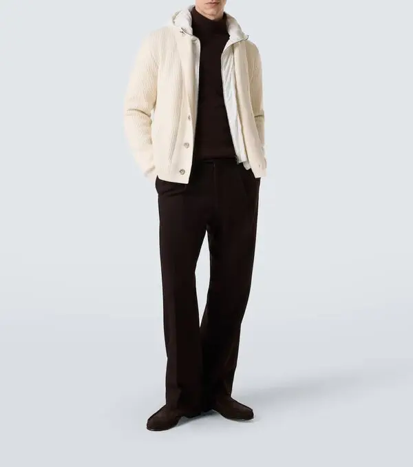 Herno Ribbed-knit Wool Cardigan - White