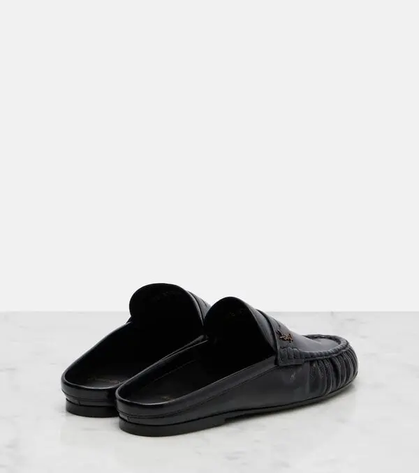 Saint Laurent Le Loafer Leather Mules - Black