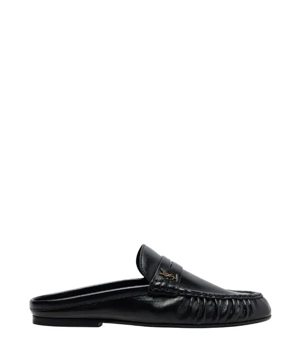 Saint Laurent Le Loafer Leather Mules - Black