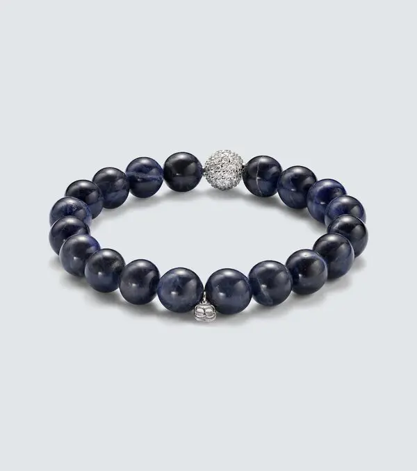 SYDNEY EVAN 14kt White Diamond Beaded Bracelet