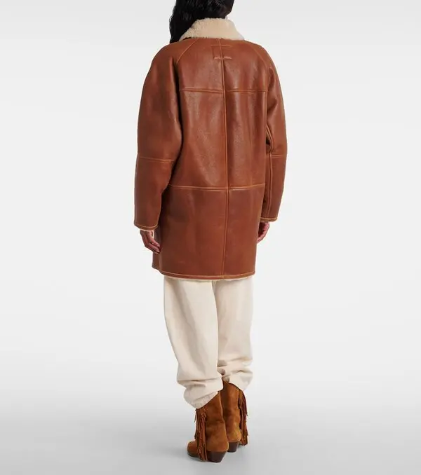 Isabel Marant Étoile Berthie Shearling-trimmed Leather Coat - Brown