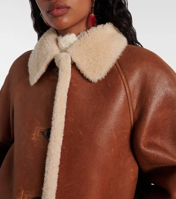 Isabel Marant Étoile Berthie Shearling-trimmed Leather Coat - Brown