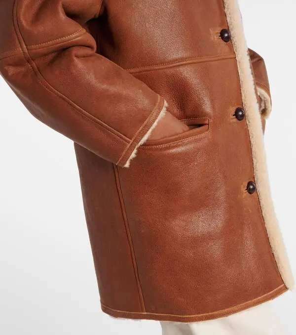 Isabel Marant Étoile Berthie Shearling-trimmed Leather Coat - Brown