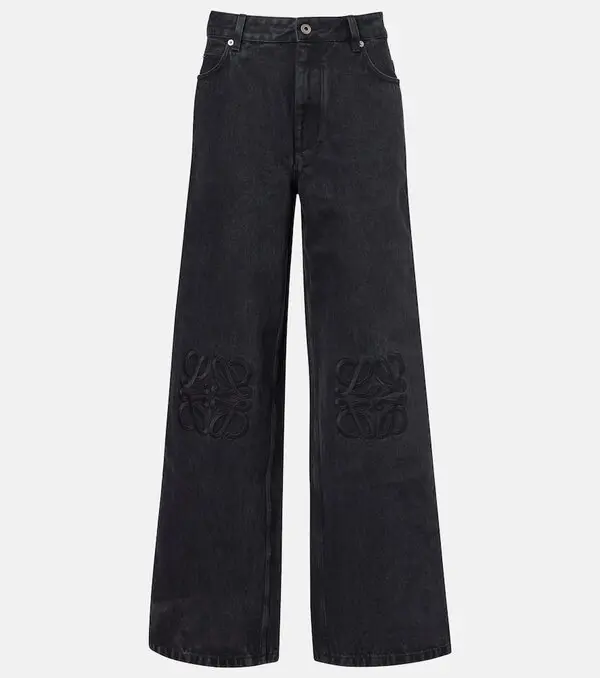 Loewe Anagram Wide-leg Jeans - Black
