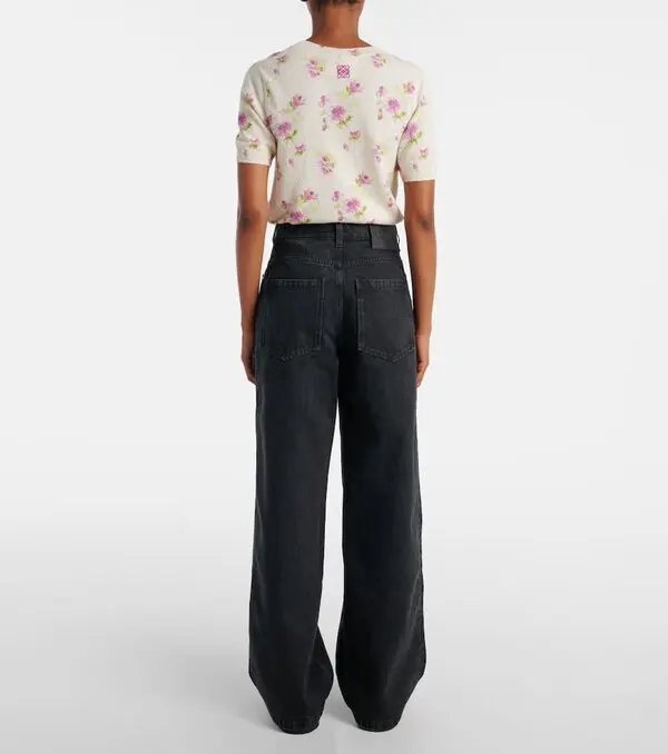 Loewe Anagram Wide-leg Jeans - Black