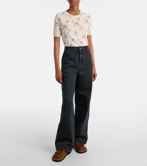 Loewe Anagram Wide-leg Jeans - Black