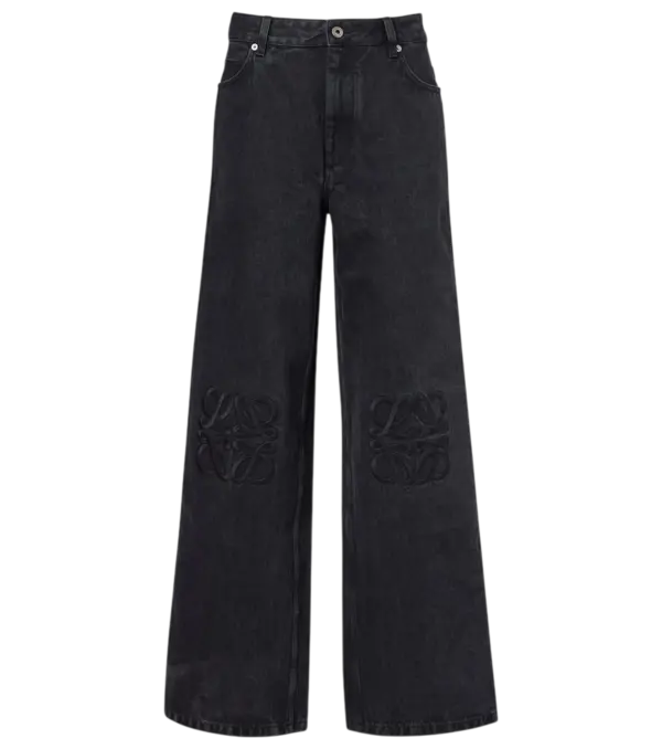 Loewe Anagram Wide-leg Jeans - Black