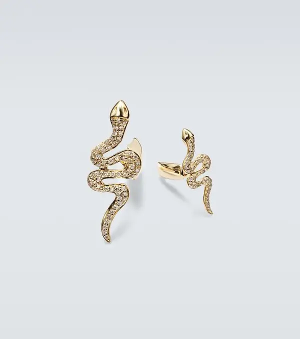 SYDNEY EVAN Snake 14kt Cufflinks With Diamonds - Gold