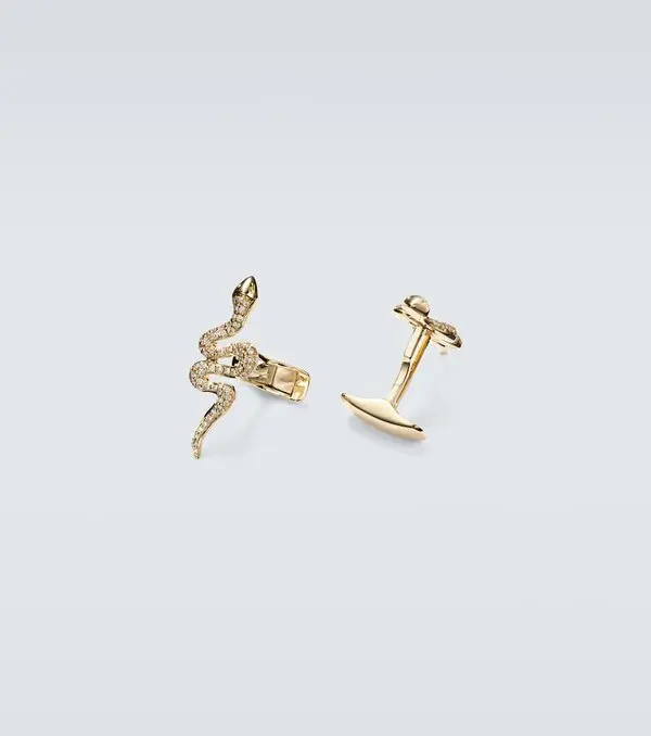 SYDNEY EVAN Snake 14kt Cufflinks With Diamonds