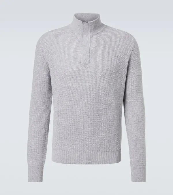 Canali Waffle-knit Wool And Cashmere Turtleneck Sweater - Grey