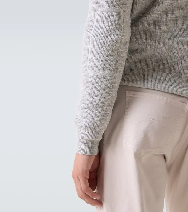 Canali Waffle-knit Wool And Cashmere Turtleneck Sweater - Grey