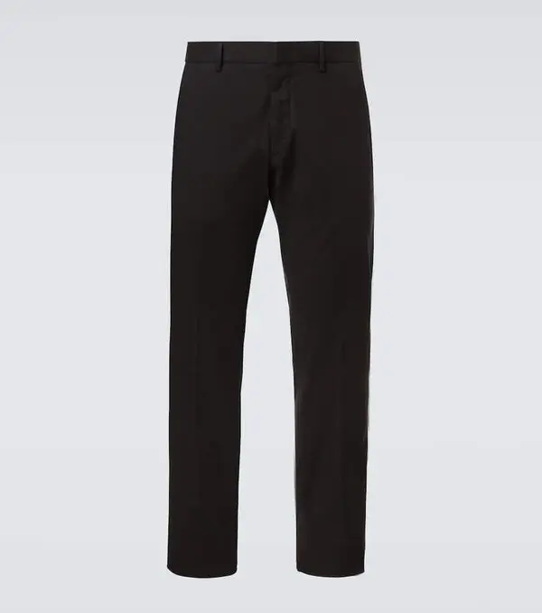 Zegna Cotton-blend Slim Trousers - Black