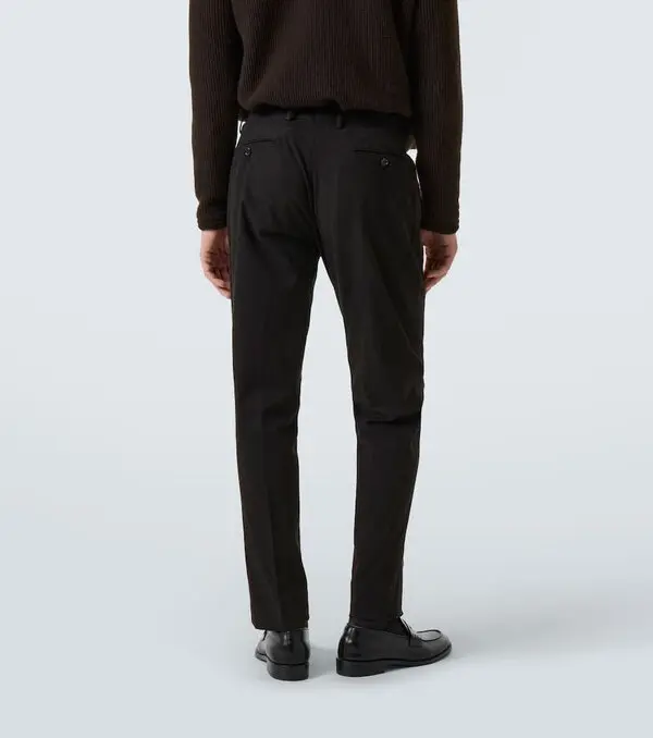 Zegna Cotton-blend Slim Trousers - Black