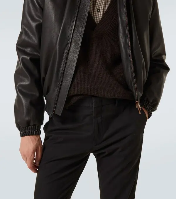 Zegna Cotton-blend Slim Trousers - Black