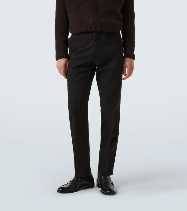 Zegna Cotton-blend Slim Trousers - Black