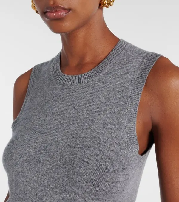 NILI LOTAN May Knitted Cashmere Tank Top - Grey