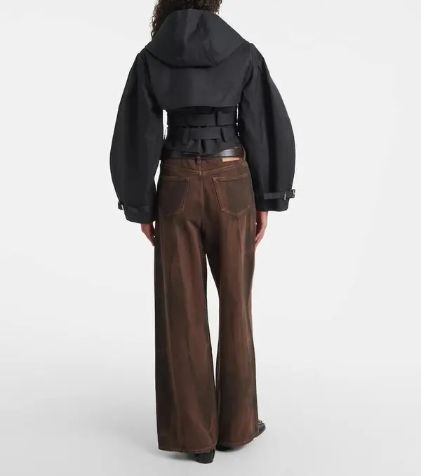 GANNI Belted Cropped Cotton Jacket