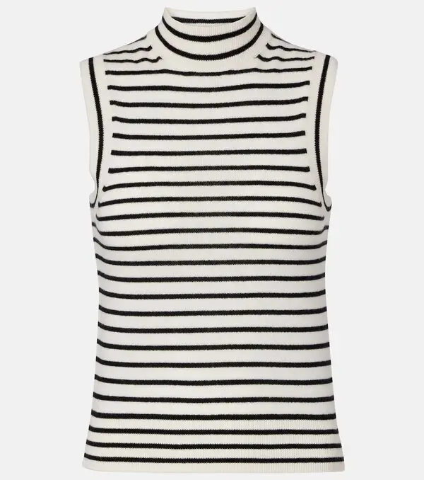 NILI LOTAN Masha Striped Cashmere Turtleneck Top