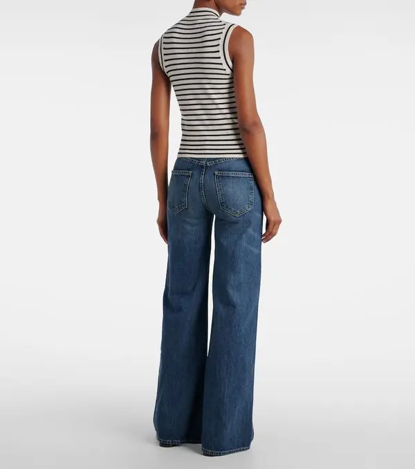 NILI LOTAN Masha Striped Cashmere Turtleneck Top