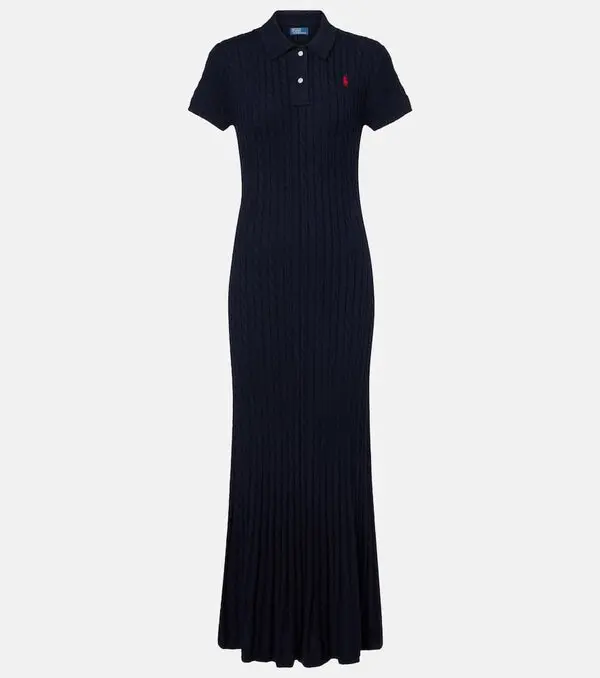 Polo Ralph Lauren Ribbed-knit Cotton-blend Polo Dress
