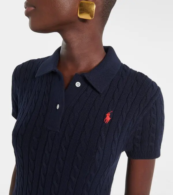 Polo Ralph Lauren Ribbed-knit Cotton-blend Polo Dress