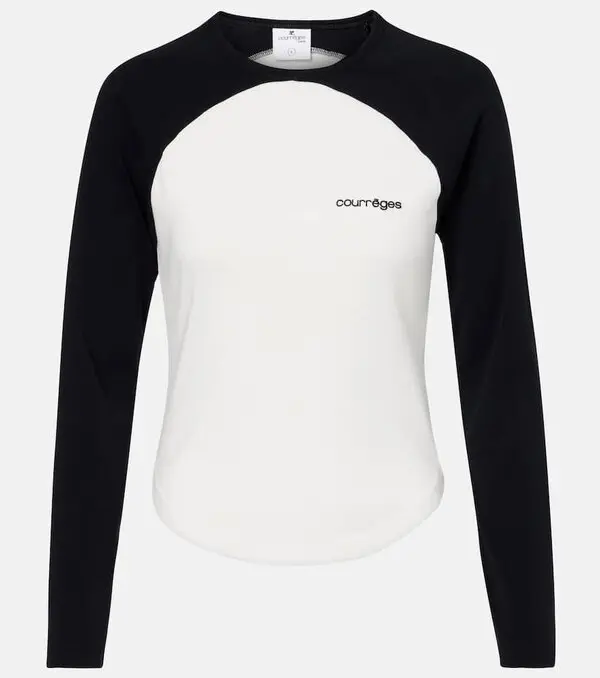 COURREGES Circle Contrast Cotton Jersey T-shirt