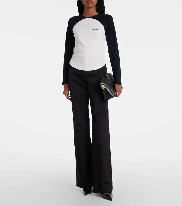 COURREGES Circle Contrast Cotton Jersey T-shirt