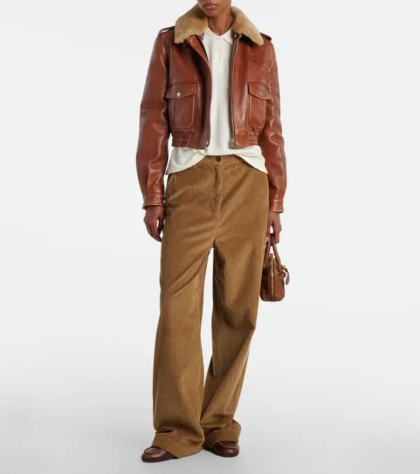 Miu Miu Cotton Corduroy Wide-leg Trousers