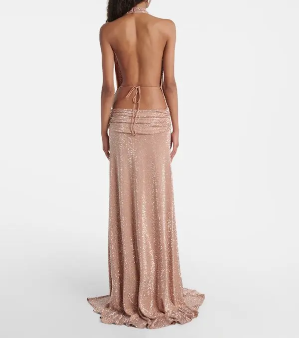 THE NEW ARRIVALS ILKYAZ OZEL Tanit Embellished Gown - Pink