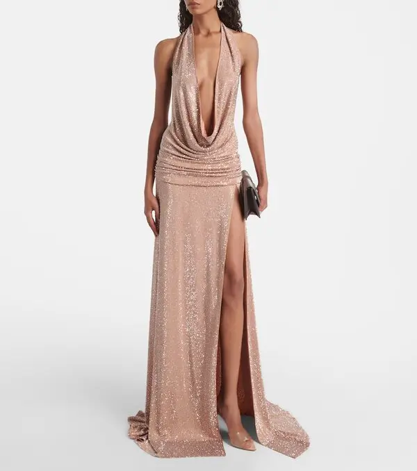 THE NEW ARRIVALS ILKYAZ OZEL Tanit Embellished Gown - Pink