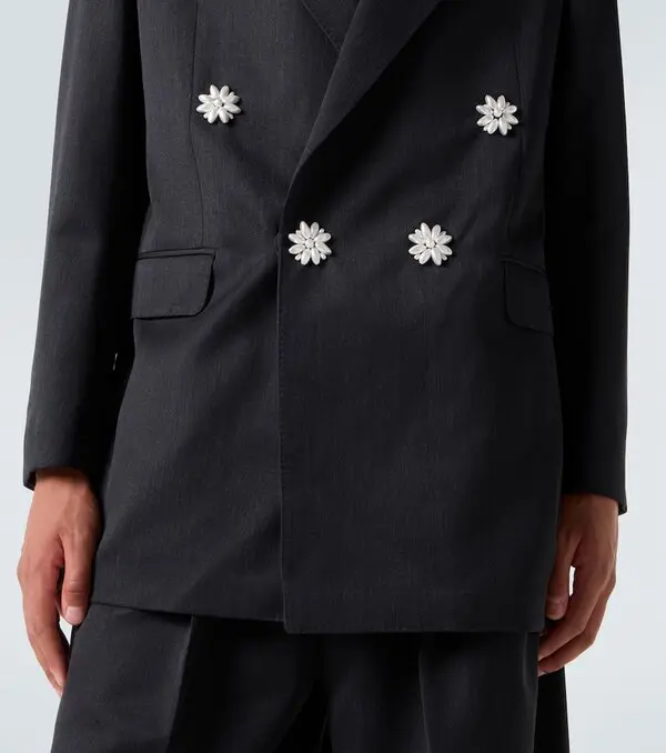 Simone Rocha Embellished Double-breasted Blazer