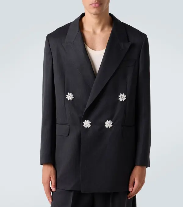 Simone Rocha Embellished Double-breasted Blazer