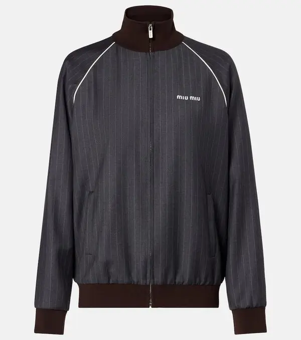 Miu Miu Pinstripe Virgin Wool Blouson - Grey